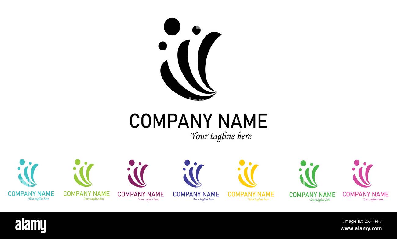 Professional Logo Design Vector Set in Eight Vibrant Color Combinations ...