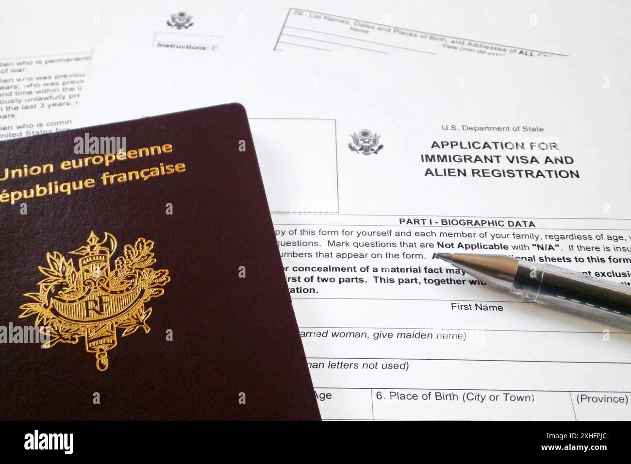 American application form for immigrant visa and alien registration hi ...