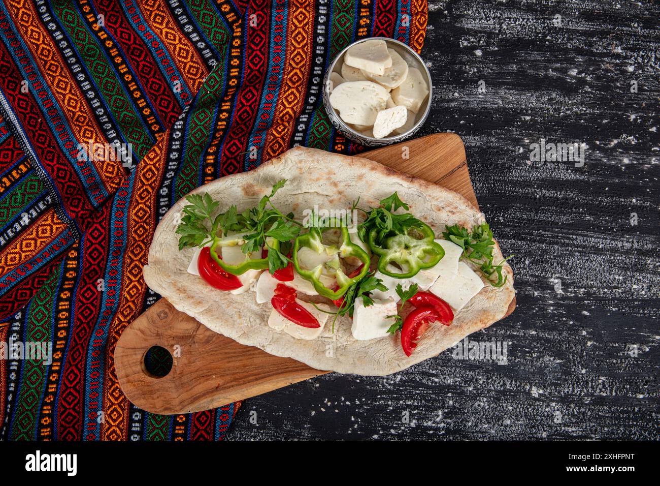 Traditional Turkish Cuisine Cheese Wrap. Gyro fresh roll with pita with ...