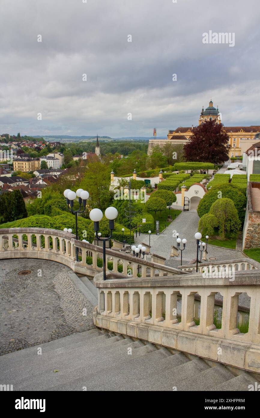Baroque Melk Abbey is a Benedictine abbey above the town of Melk, Lower ...