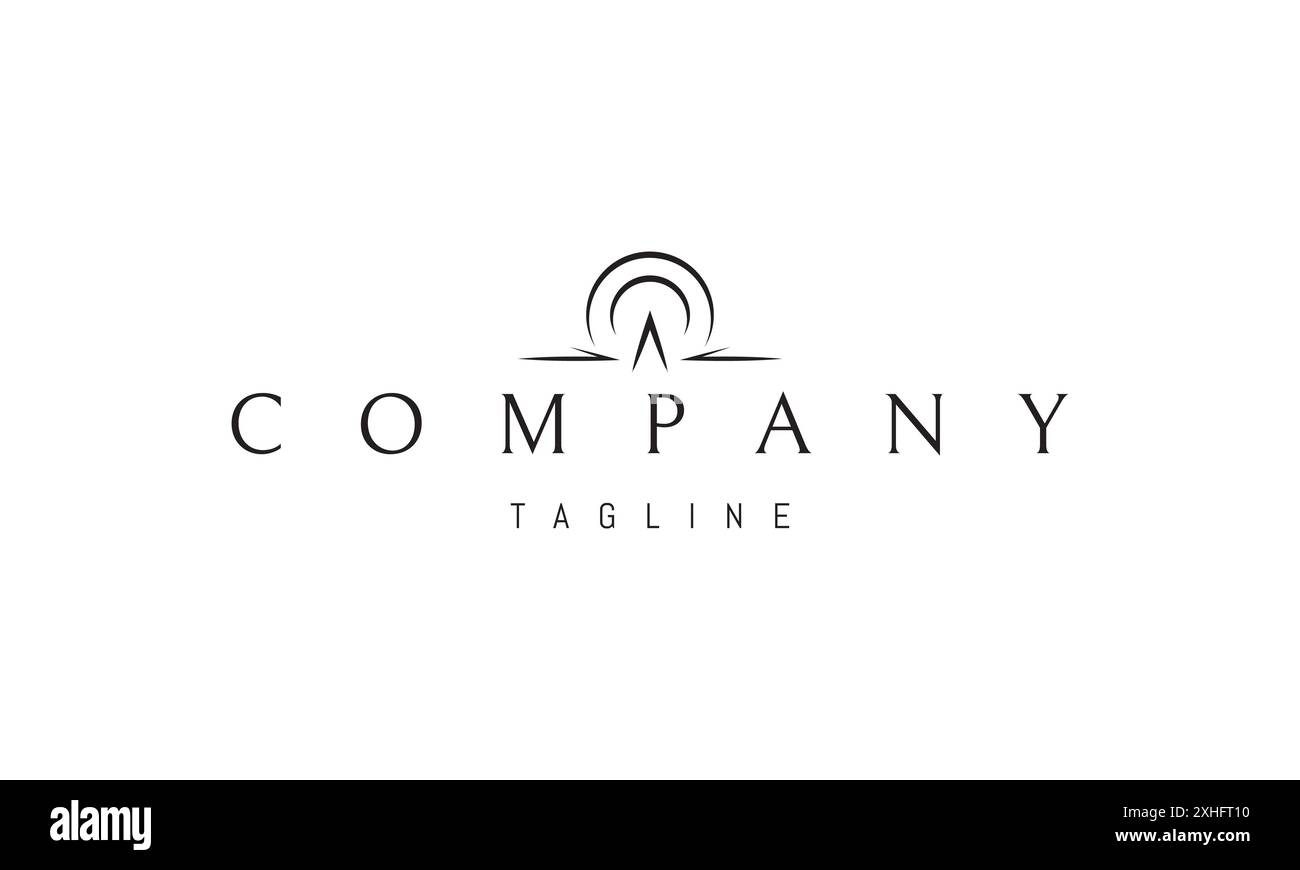 A vector logo with an abstract image of a radio tower broadcasting a ...