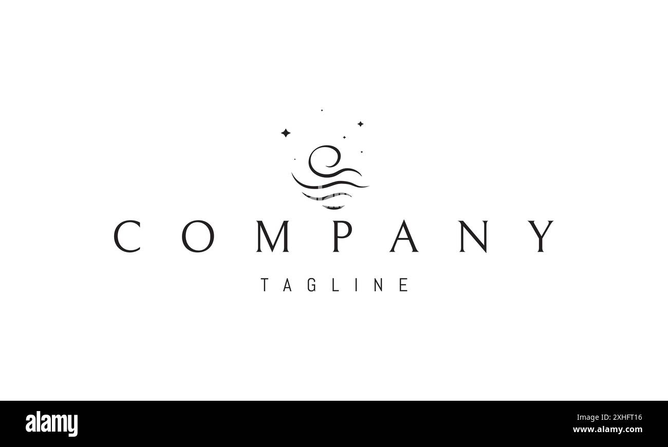 Vector logo with an abstract image of a solar dawn in the ocean Stock ...