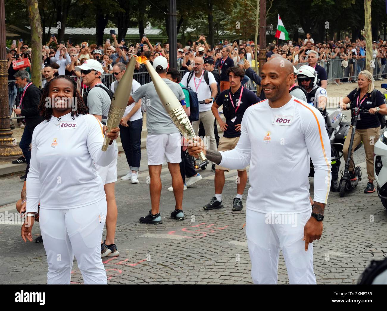 Thierry Henry, former French football team member (R), and French ...