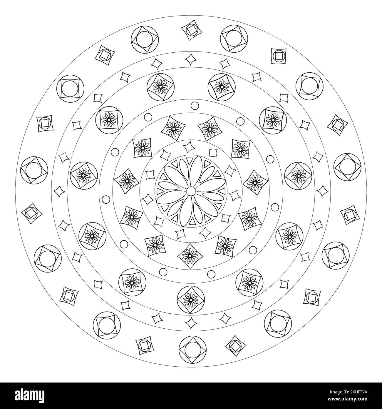 Black and white mandala on a transparent background in Egyptian style ...