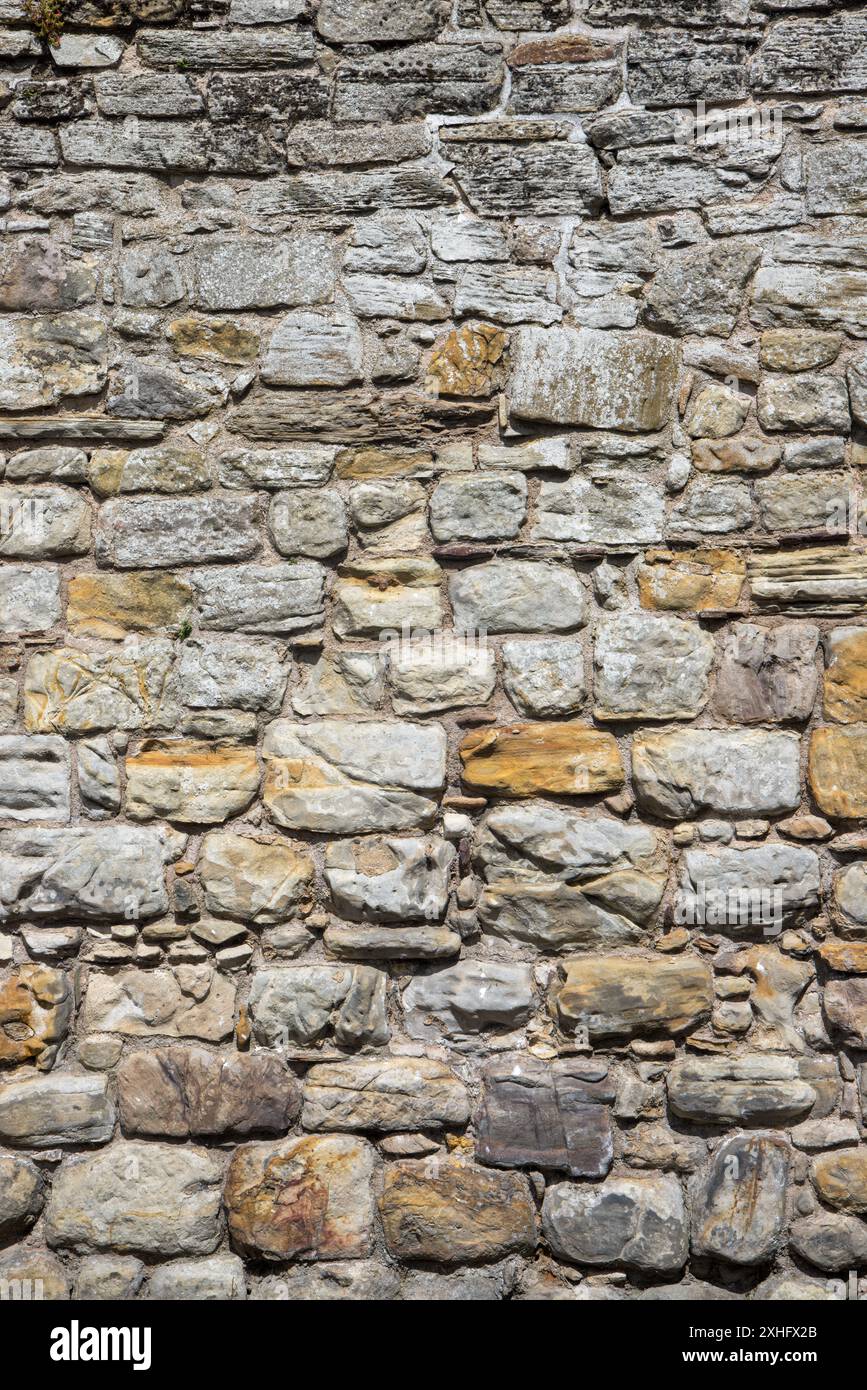 Closeup of pattern of historic medieval stone wall of The Pends, ruins ...
