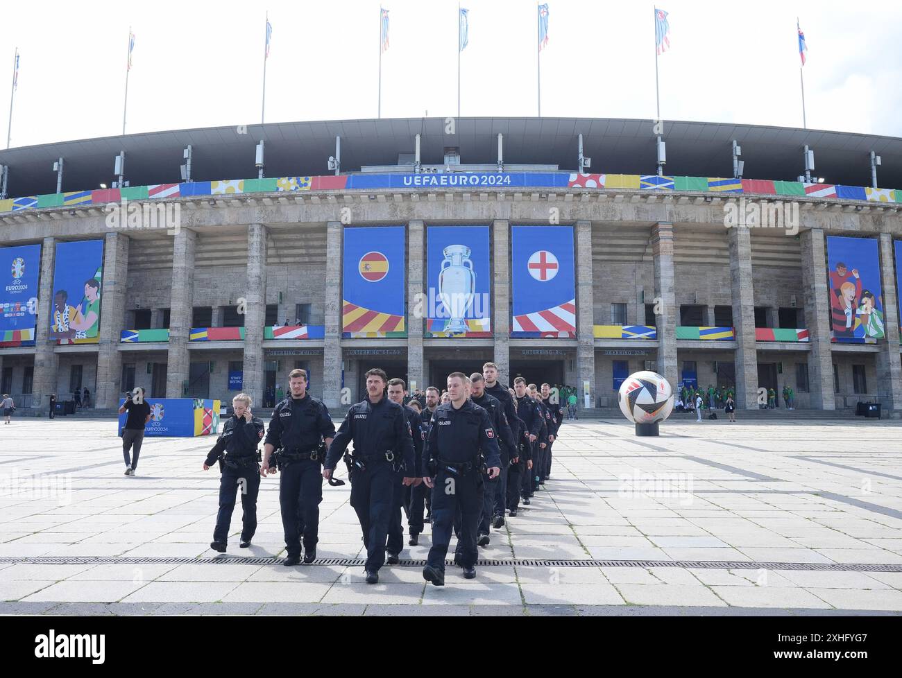 Police officers outside the Olympiastadion, Berlin ahead of the UEFA ...
