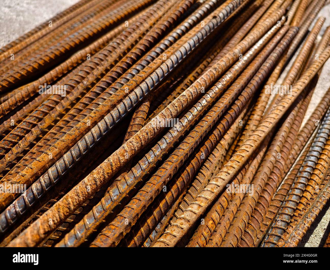 A rusty metal bars is stacked at the construction site Stock Photo - Alamy