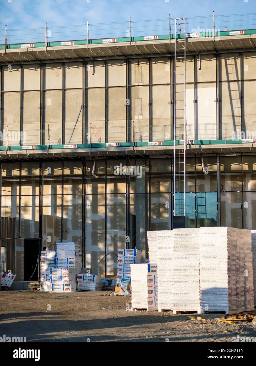 Construction site of the big shopping mall Kaufpark Nickern. Materials ...