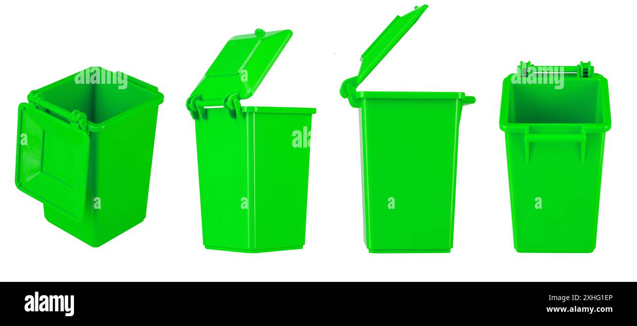 Set multi colors recycling bins isolated on white background. Garbage ...