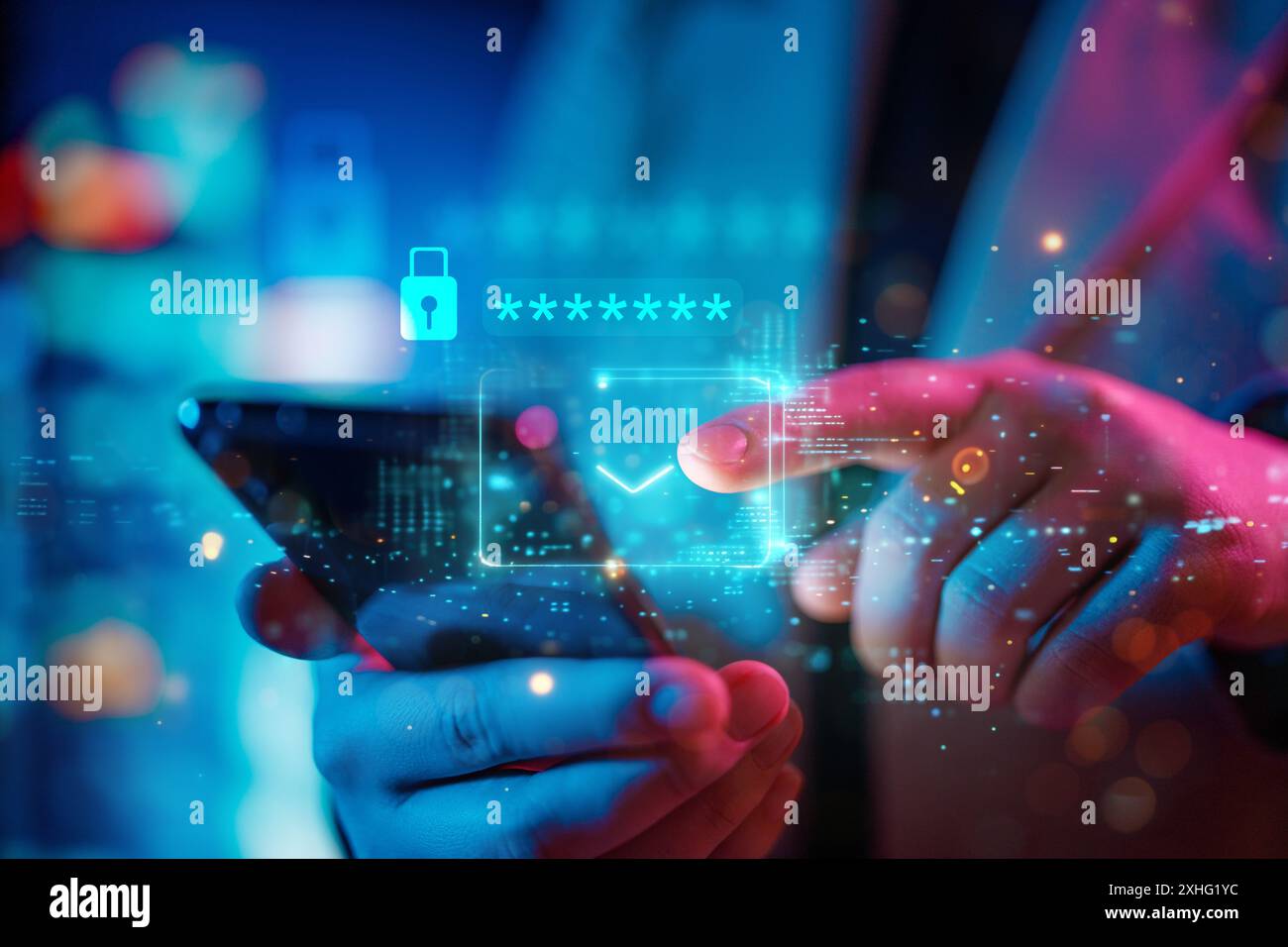 Lock The Phone With A Password For Mobile Cybersecurity Or A Password To Confirm Login In The