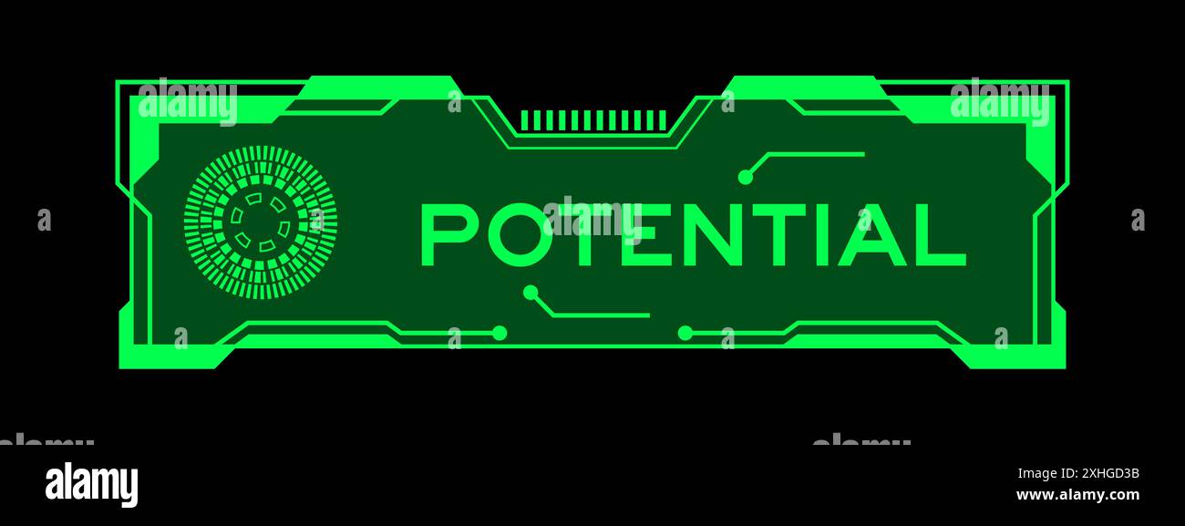 Green color of futuristic hud banner that have word potential on user ...