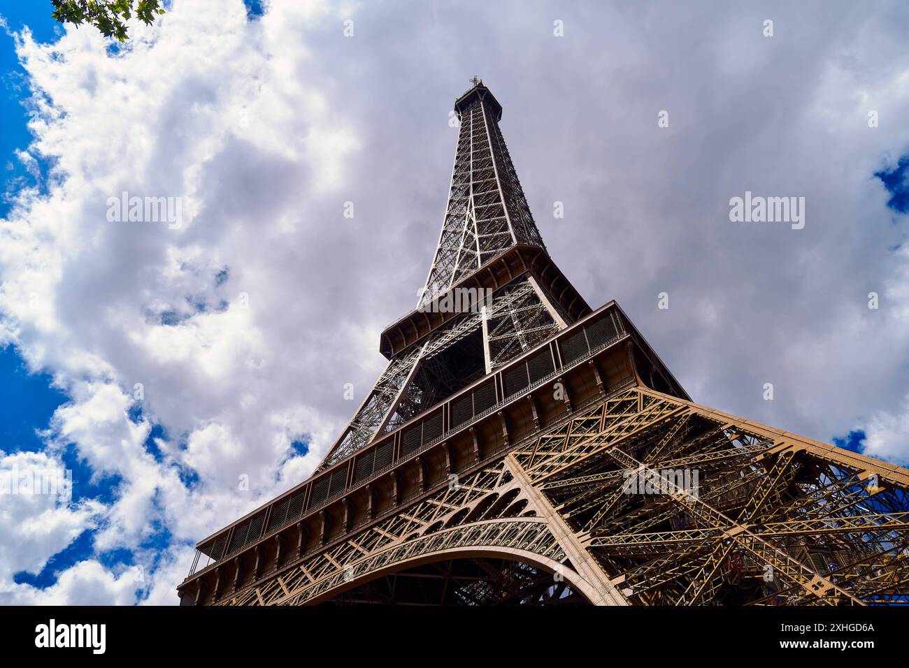 Paris, France - July 13, 2024: The majestic Eiffel Tower rises against ...