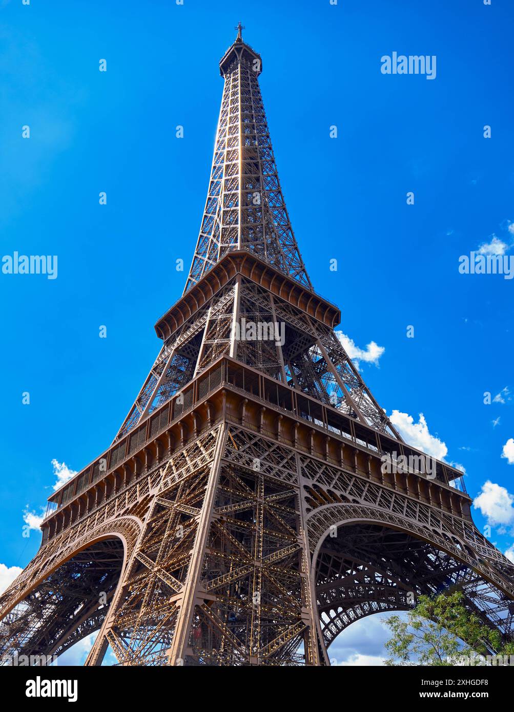 Paris, France - July 13, 2024: The majestic Eiffel Tower rises against ...