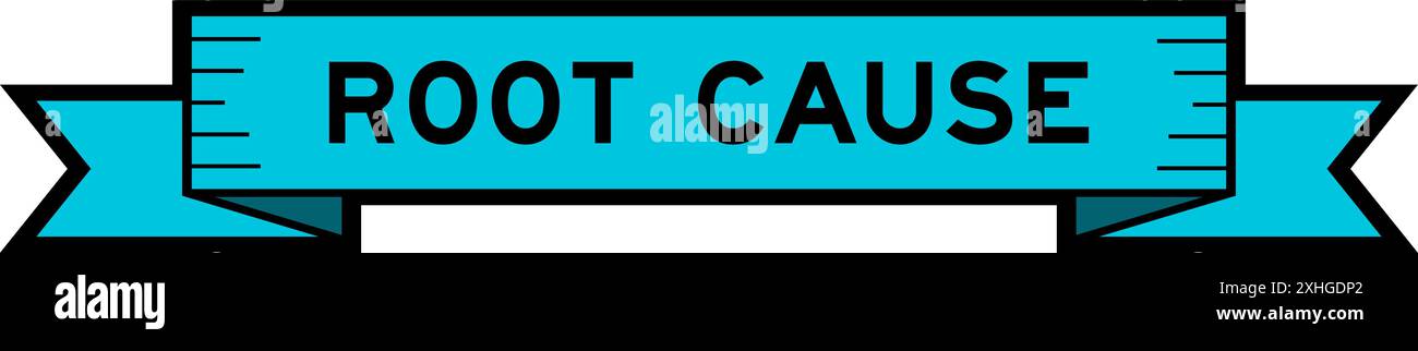 Ribbon label banner with word root cause in blue color on white ...
