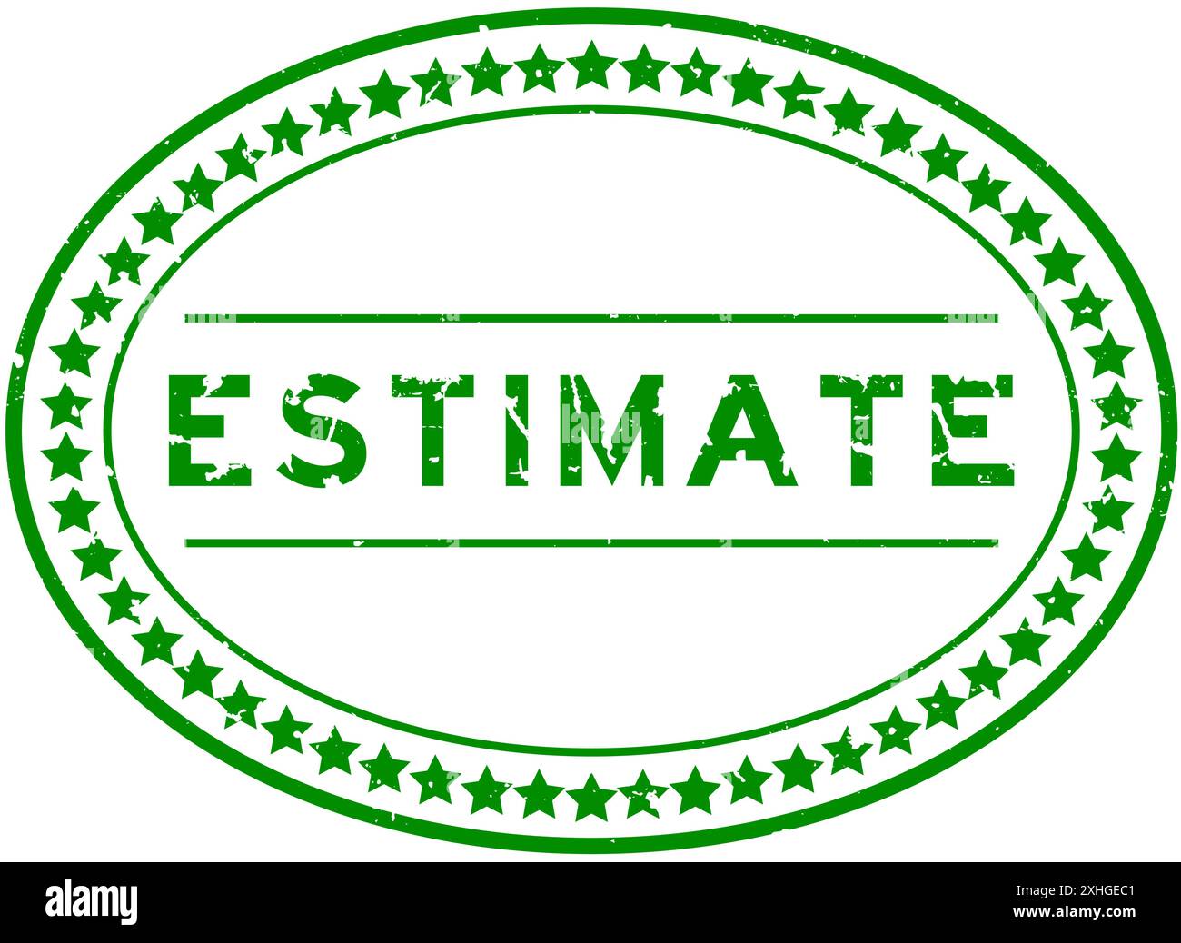 Grunge green estimate word oval rubber seal stamp on white background ...