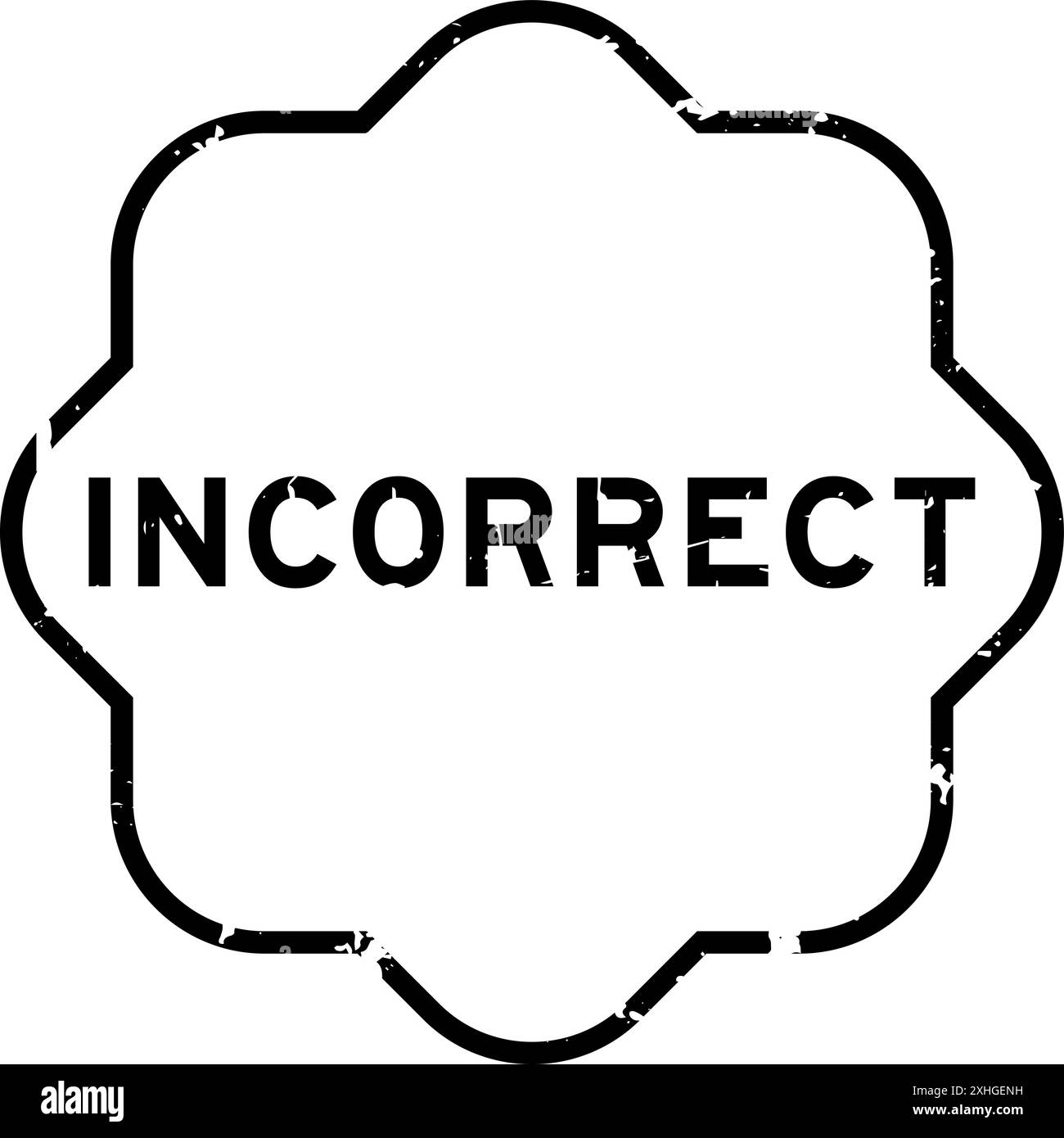 Grunge black incorrect word rubber seal stamp on white background Stock ...