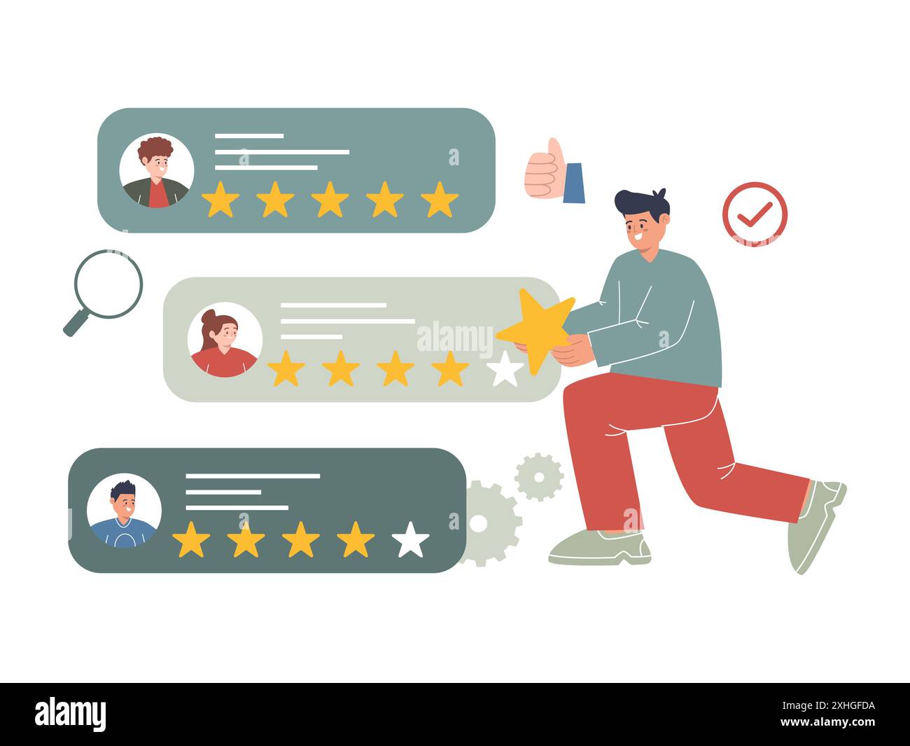 Customer give five stars rating review score testimonial satisfaction ...