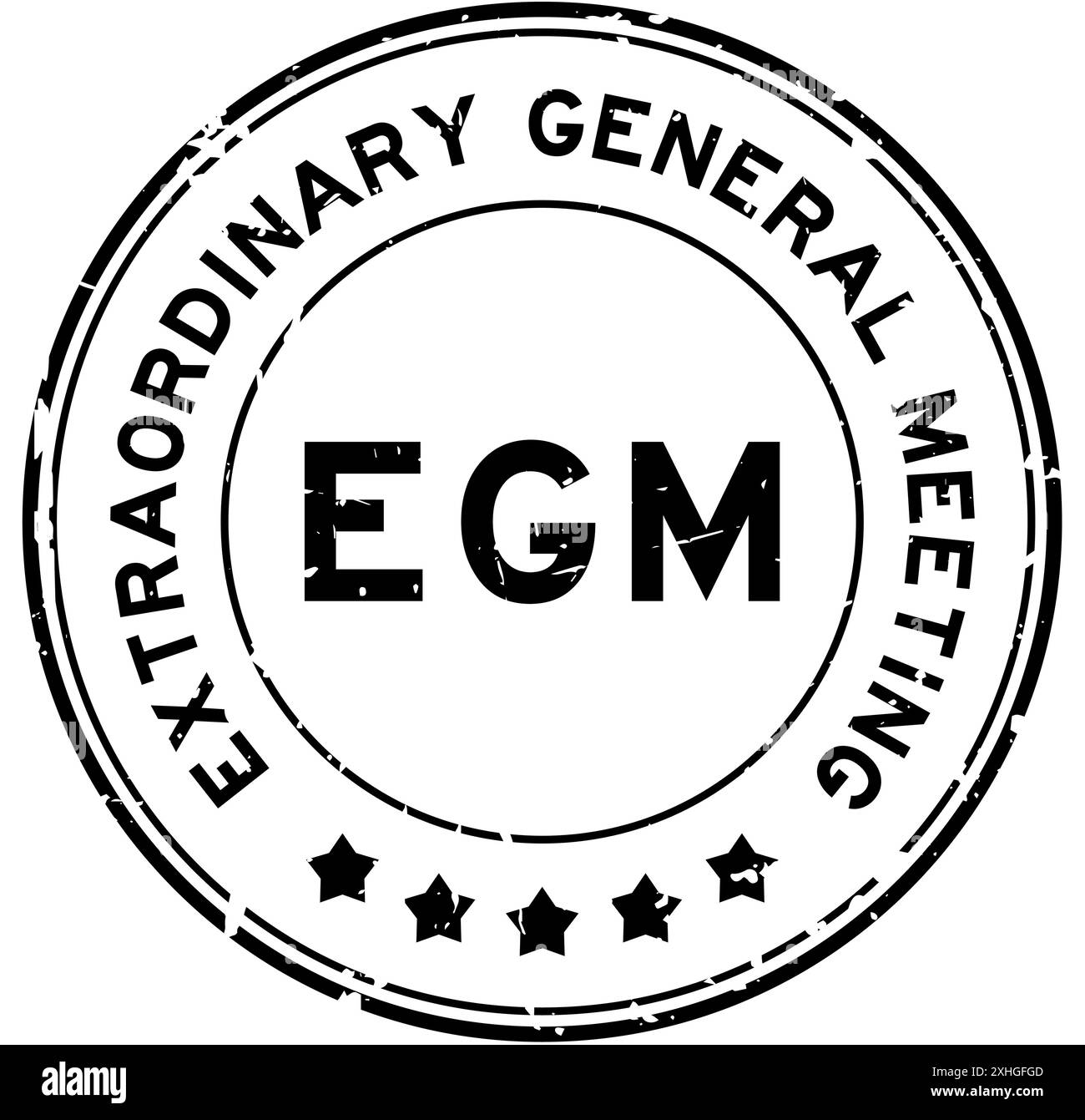 Grunge black EGM Extraordinary General Meeting word round rubber seal ...