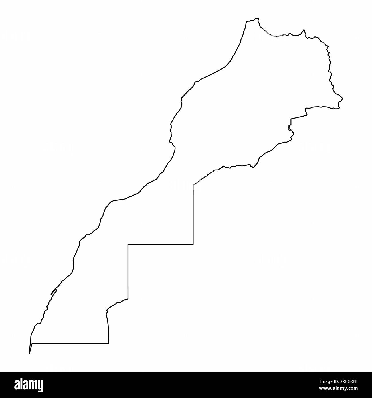 Morocco and Western Sahara outline map isolated on white background ...