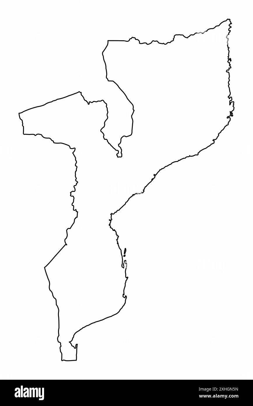 Mozambique outline map isolated on white background Stock Vector Image ...