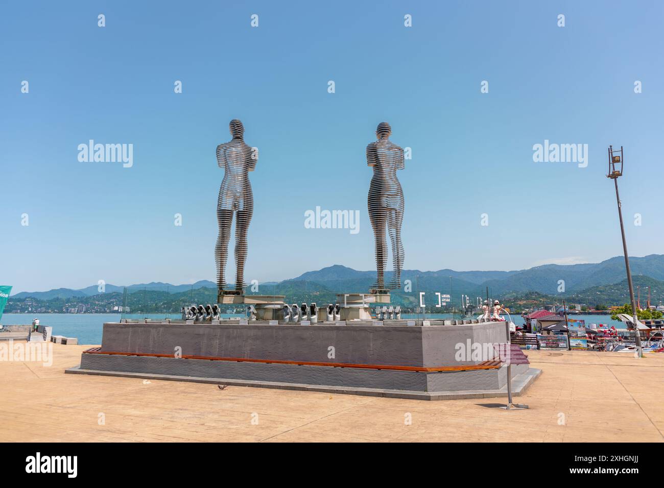 Batumi, Georgia - 13 JUNE 2024: The statue of Ali and Nino, moving ...