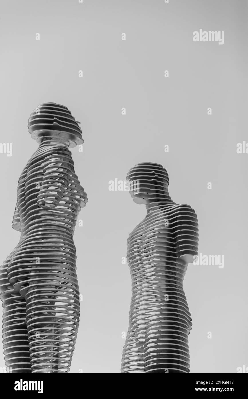 Batumi, Georgia - 13 JUNE 2024: The statue of Ali and Nino, moving ...