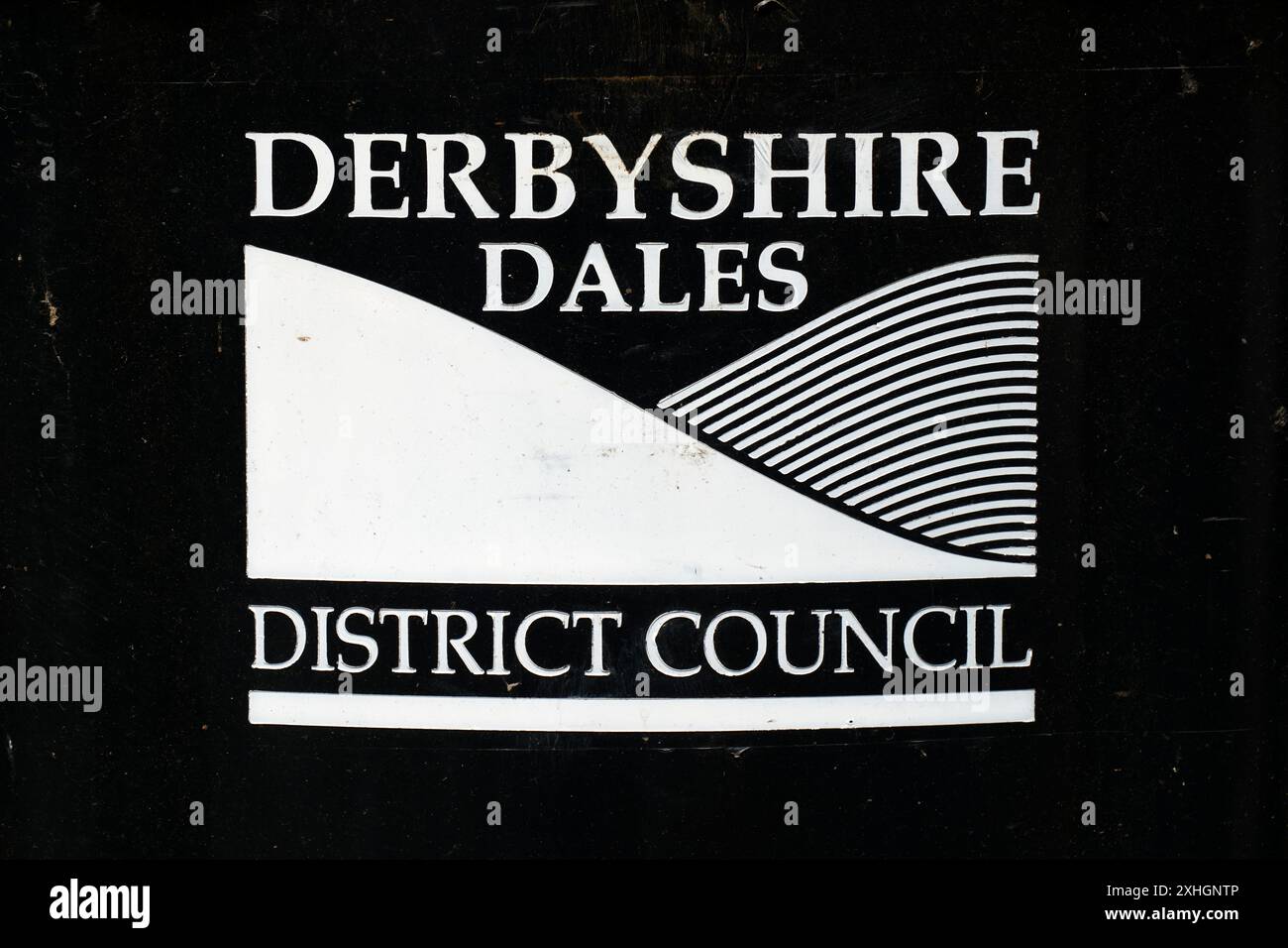 Derbyshire Dales District Council logo on black wheelie bin standing at ...