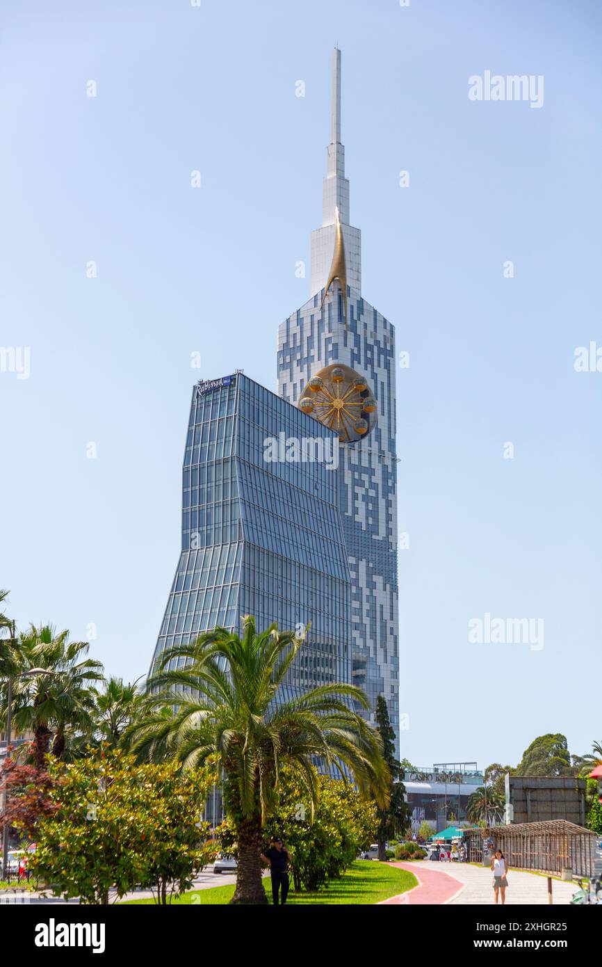 Batumi, Georgia - 13 JUNE 2024: Exterior view of the modern tower of ...