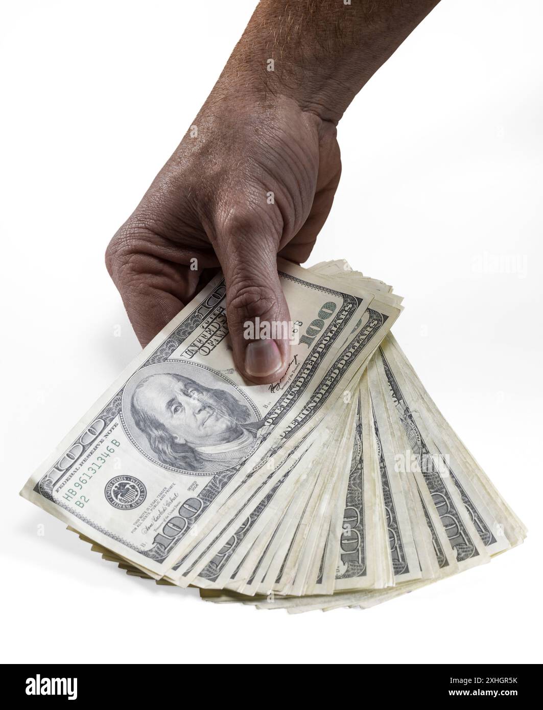 Black African Hand Holding $100 dollar bills money Stock Photo - Alamy