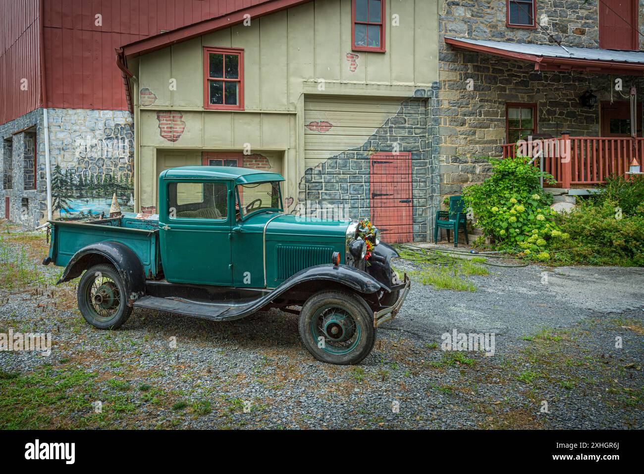 Vintage 1929 Ford Model A Roadster Truck in rural country setting ...