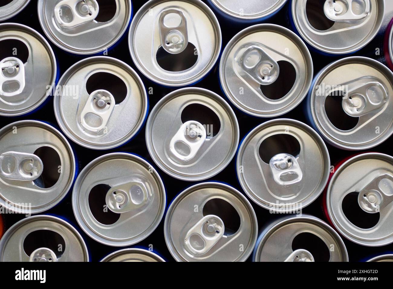 Empty aluminium drink cans recycling background concept Stock Photo - Alamy