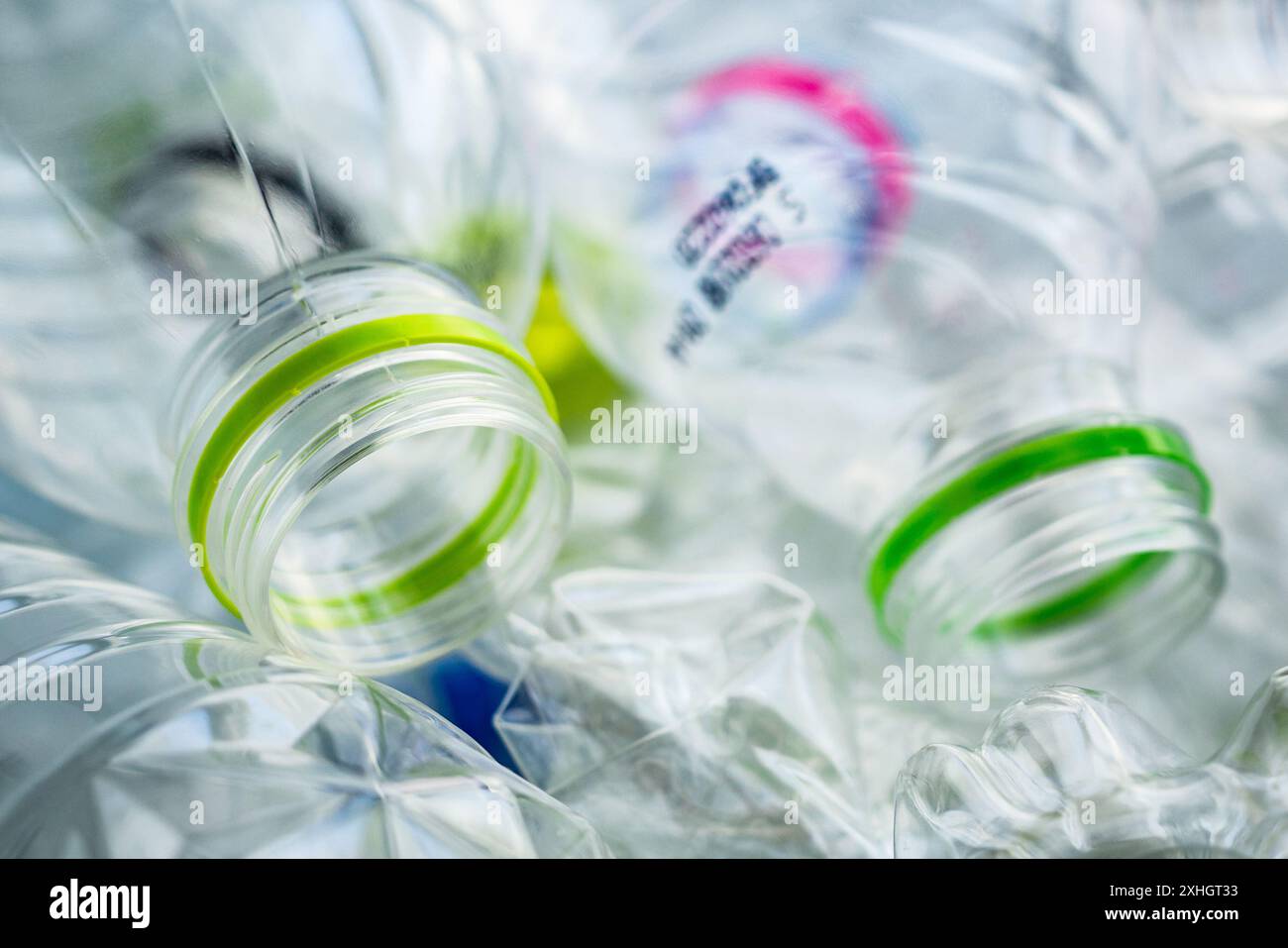 plastic bottles recycling background concept Stock Photo - Alamy