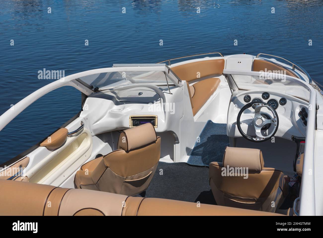 Image of the interior of a transport motorboat Stock Photo - Alamy
