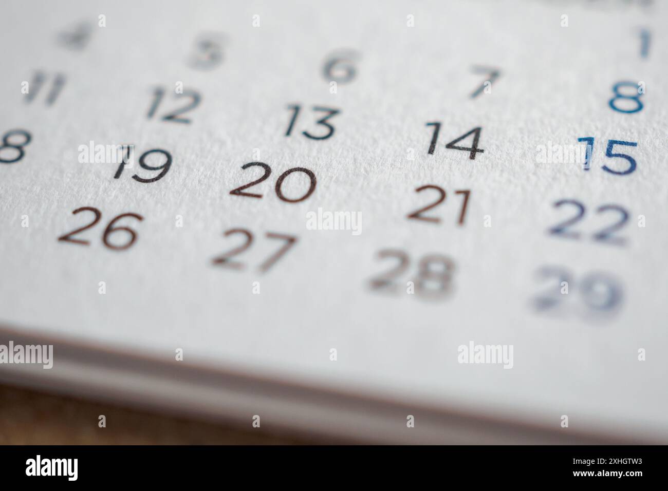 calendar page close up Stock Photo - Alamy