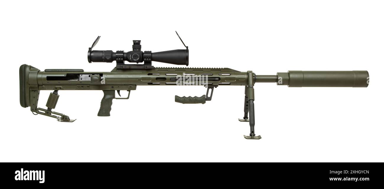 Large-caliber sniper rifle. Weapon for long-range shooting. Isolate on ...
