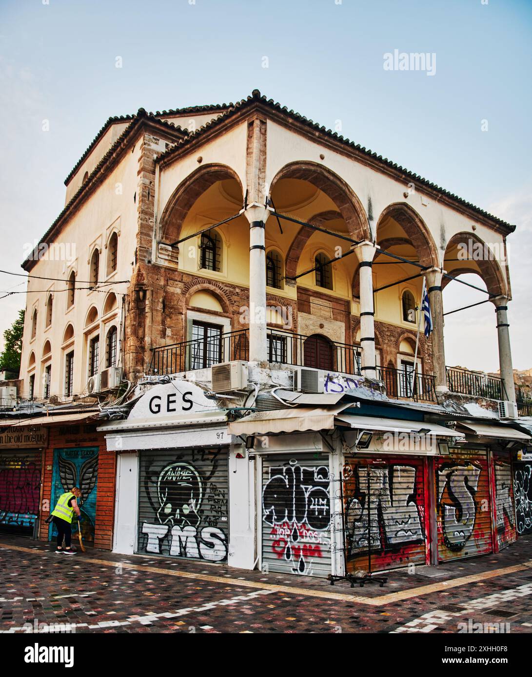 Architecture in the public square in downtown Athens, Greece, Europe ...