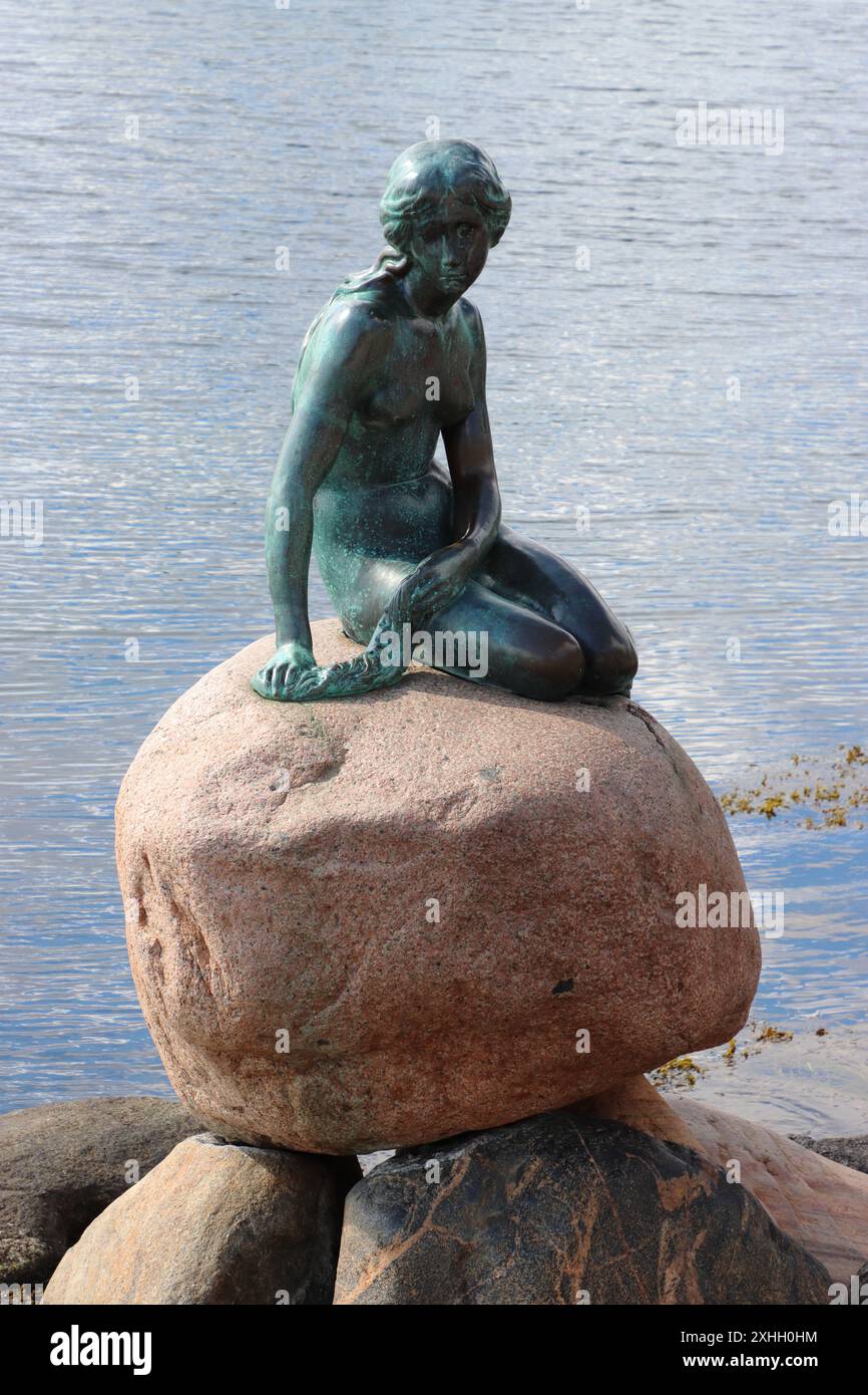 The Little Mermaid, a bronze statue by Edvard Eriksen, depicting a mermaid, Copenhagen, Denmark ...