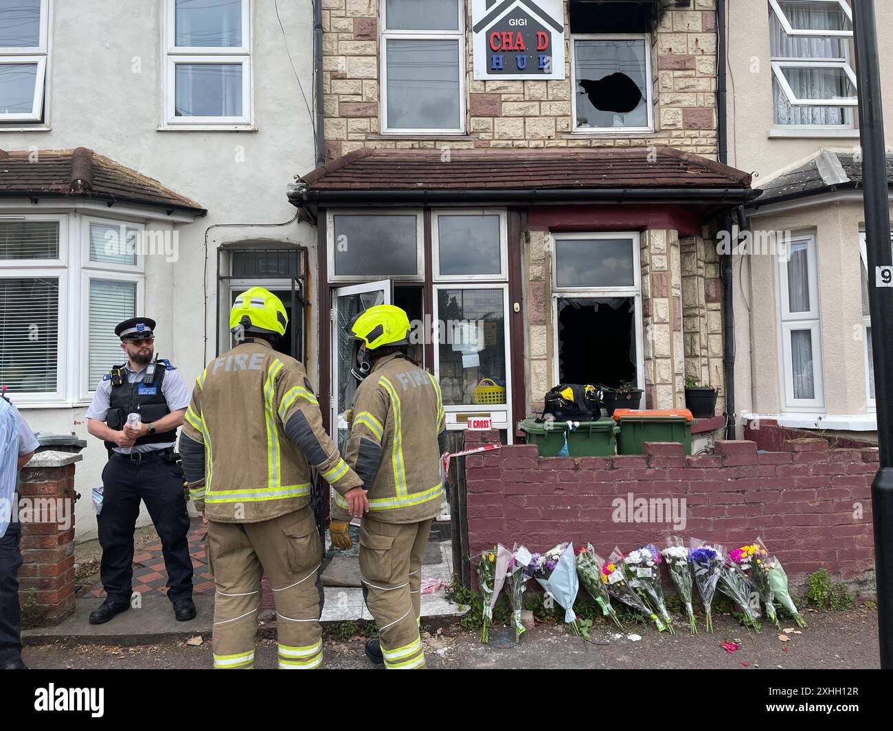 Emergency services at the scene in Napier Road, East Ham, London where ...