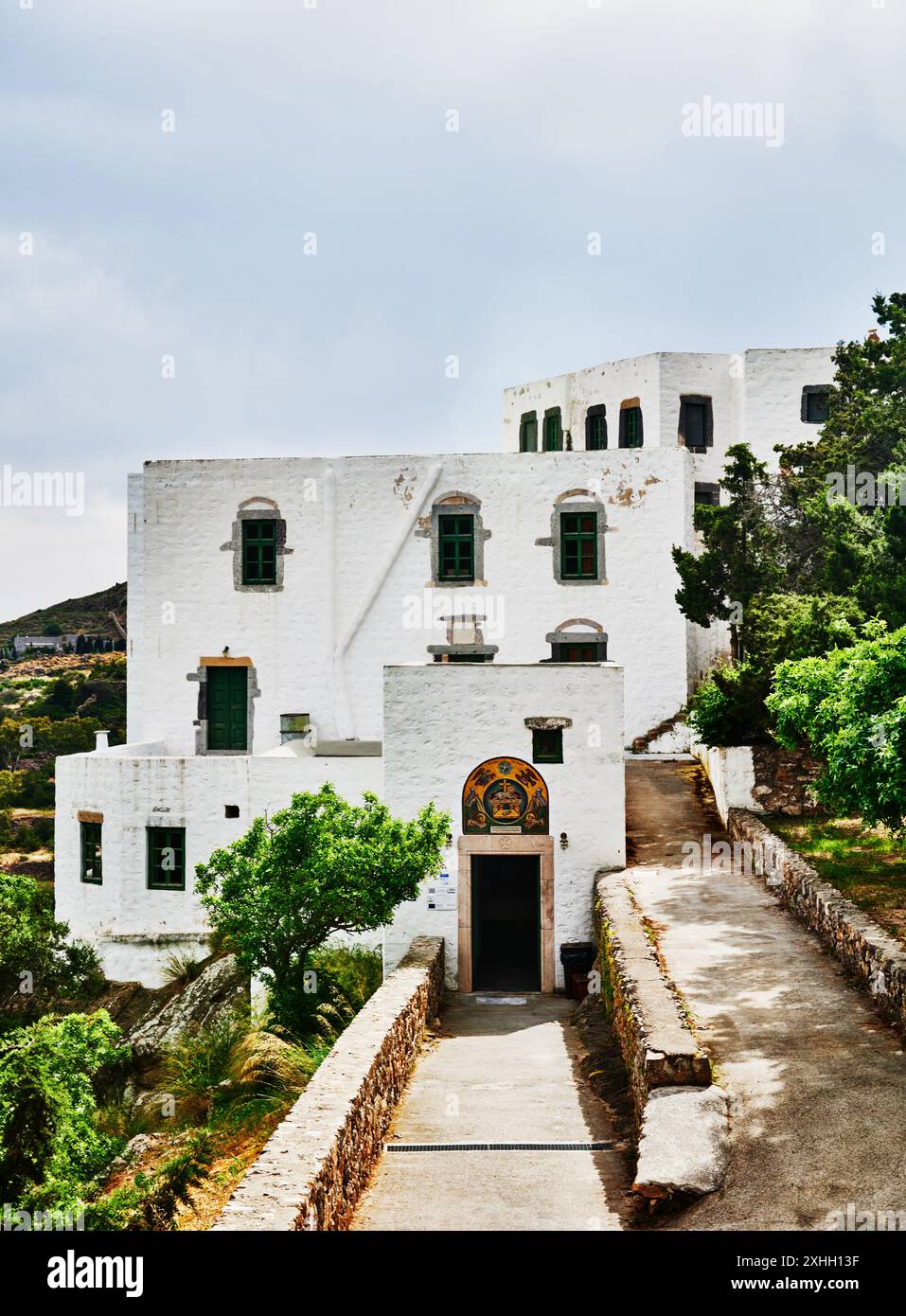 Entrance to the Cave of the Apocalypse, Patmos, Patmos island, Greece ...