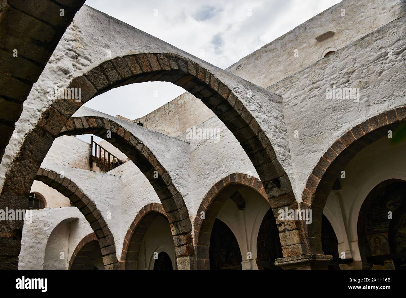Architectural detail of the Monastery Of St. John Hora, Patmos island ...