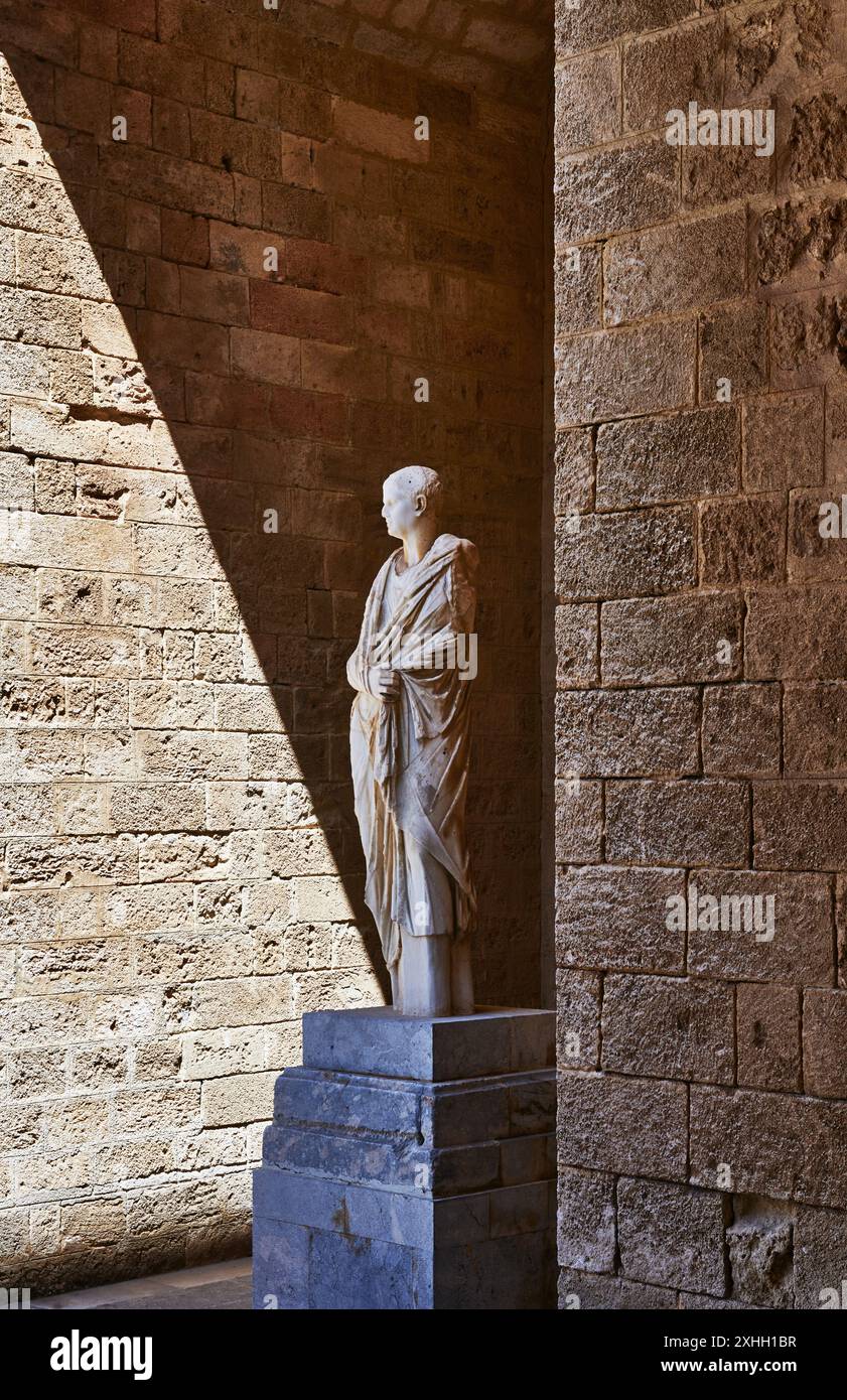 Historical statue on display at the Archaeological Museum of Rhodes ...