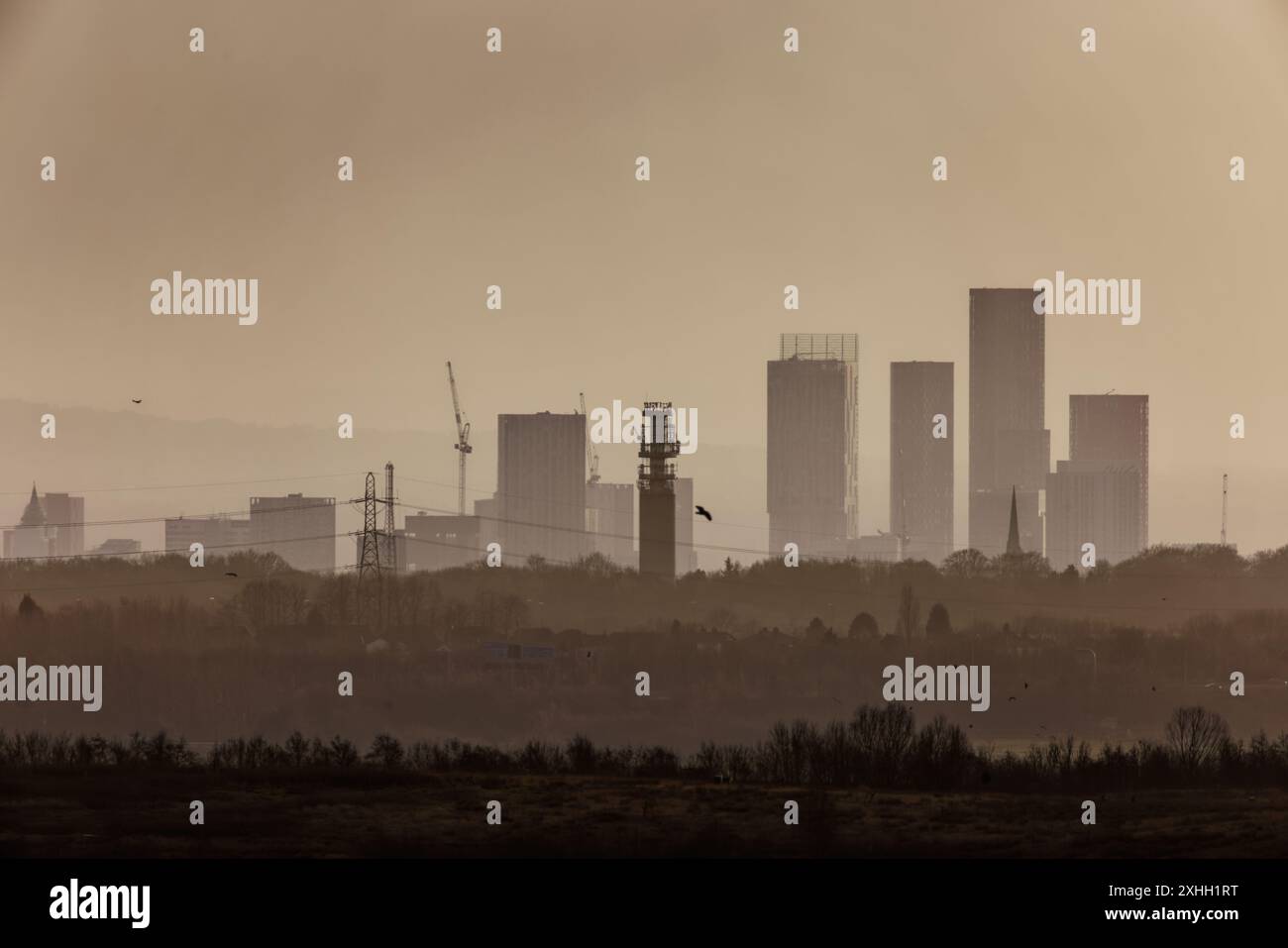 Manchester City skyline from the West Pennines, England Stock Photo - Alamy