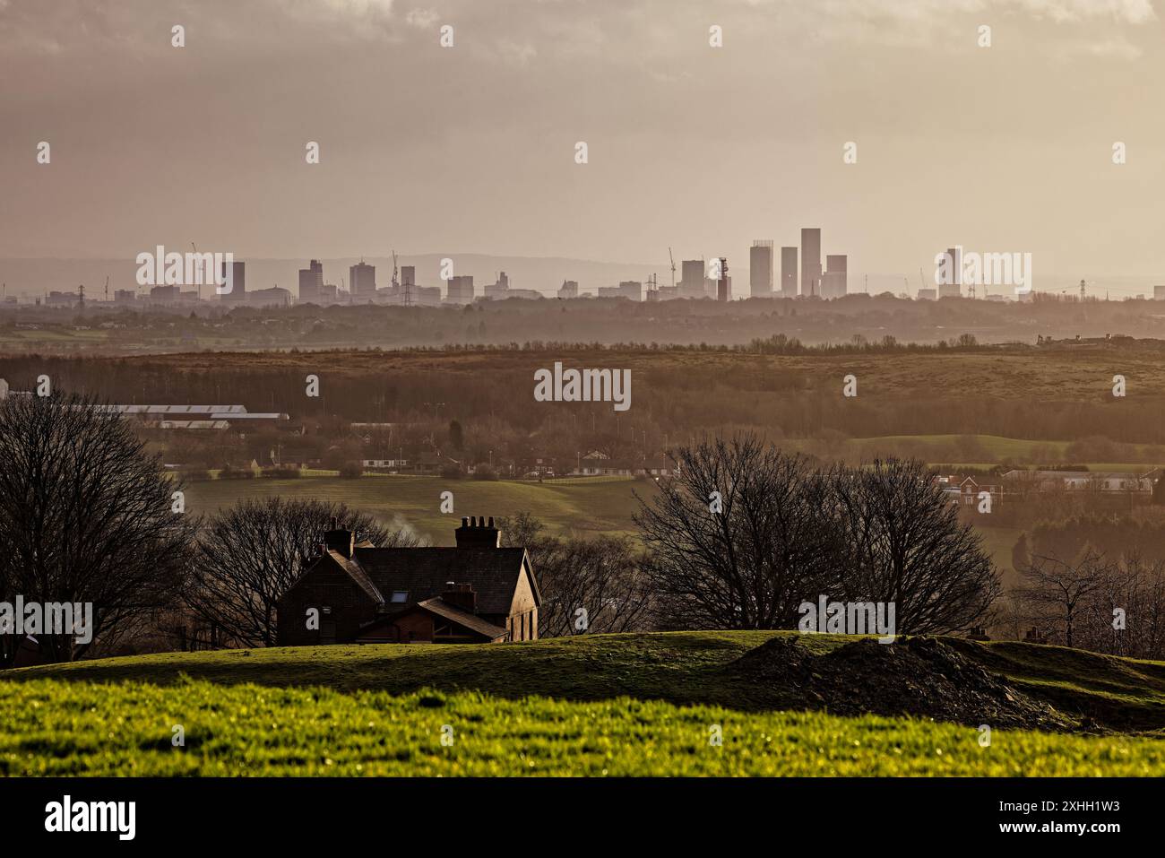 Manchester City skyline from the West Pennines, England Stock Photo - Alamy