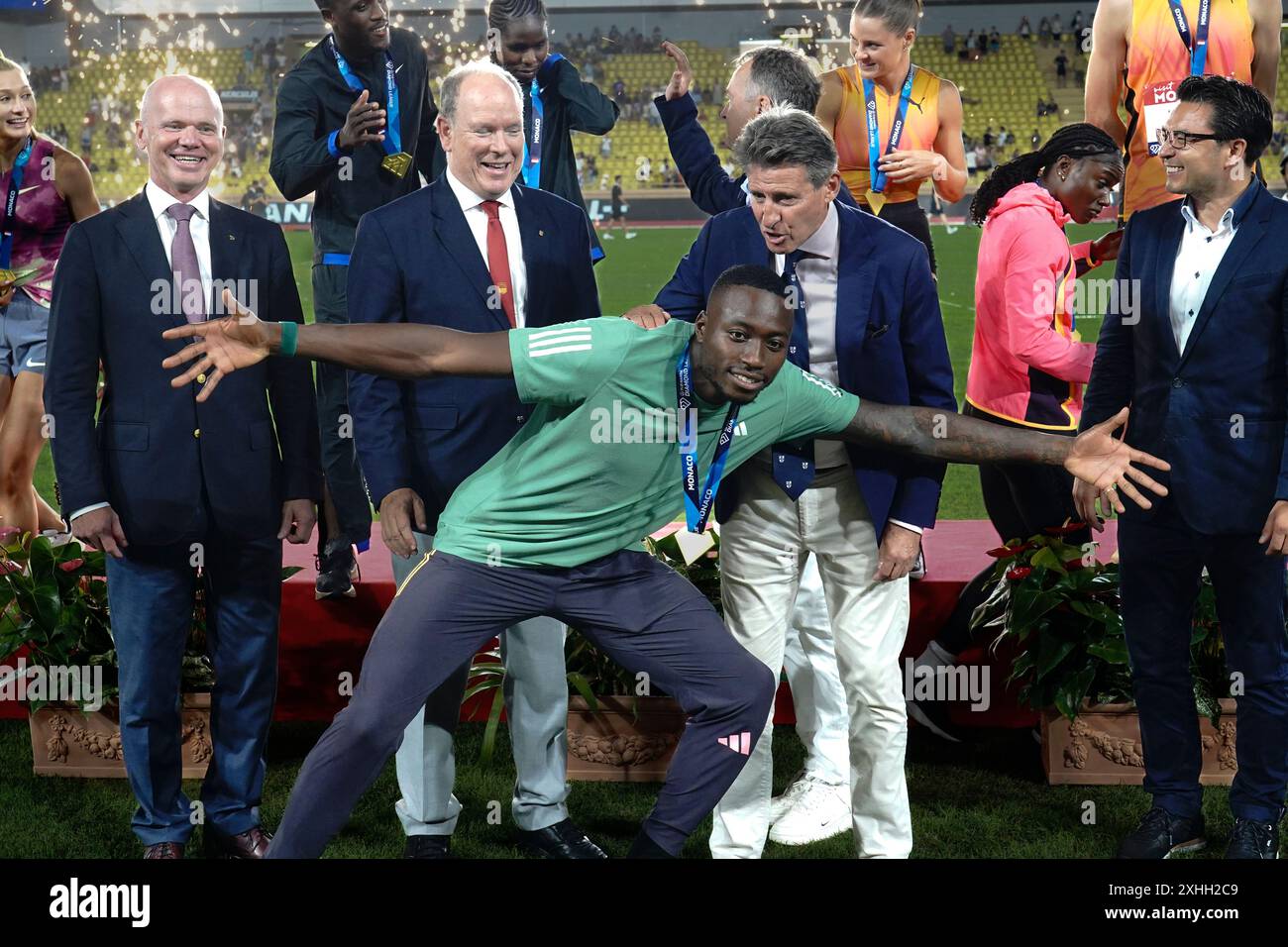 HSH Prince Albert II of Monaco presents the medals to the winners with ...