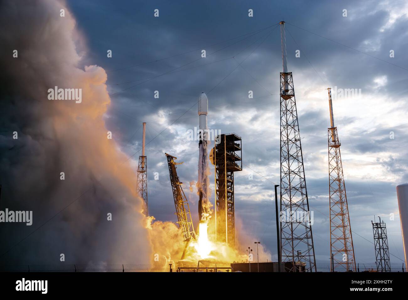 July 8, 2024: A remote, sound triggered camera captures a SpaceX Falcon ...