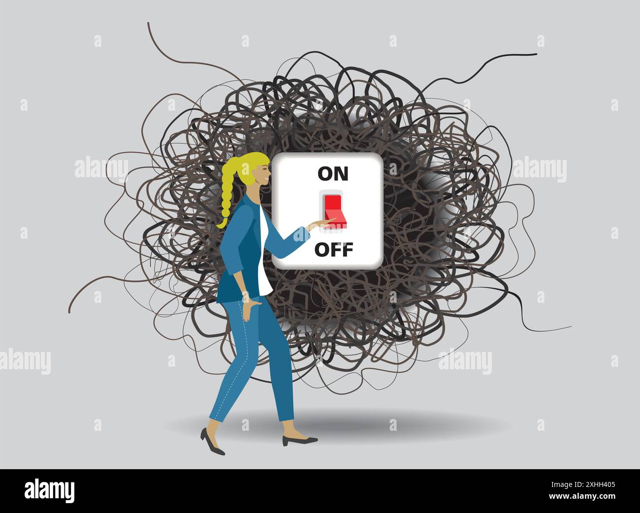 Woman turning of messy life. Vector ilustration Stock Vector Image ...