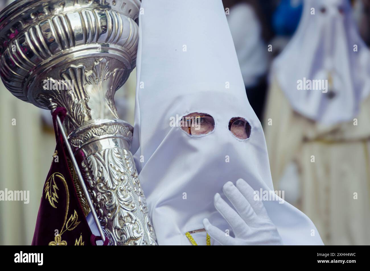 Solemnity and Devotion: A Penitent in the Holy Week Procession of Valladolid (Spain Stock Photo ...