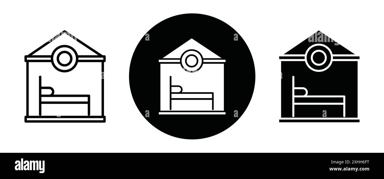 Accommodation icon Black line art vector in black and white outline set ...