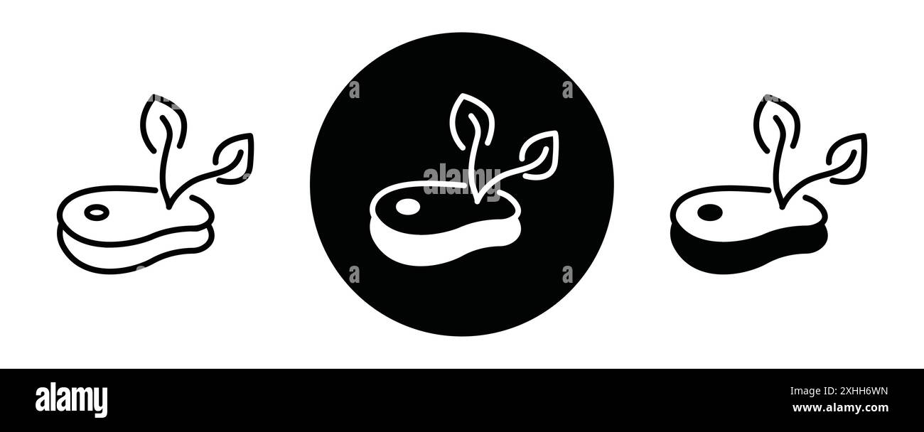Artificial vegan meat Icon Black line art vector in black and white ...