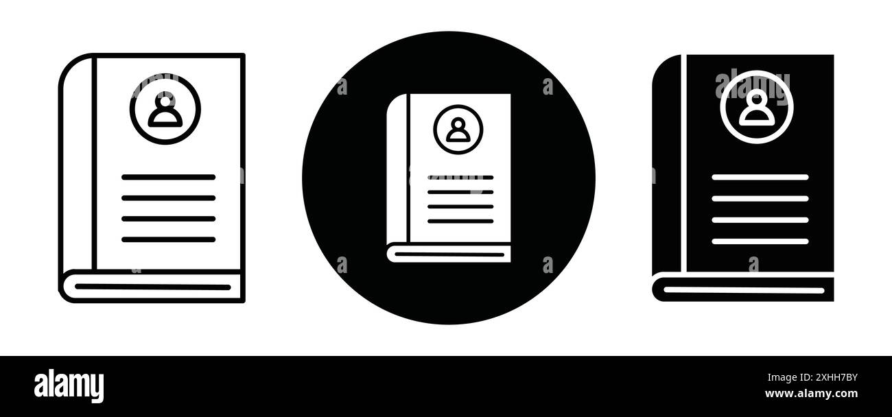 Biography icon Black line art vector in black and white outline set ...